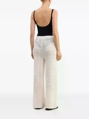 Loulou De Saison Ivory Seashell Knit Straight Leg Pants
