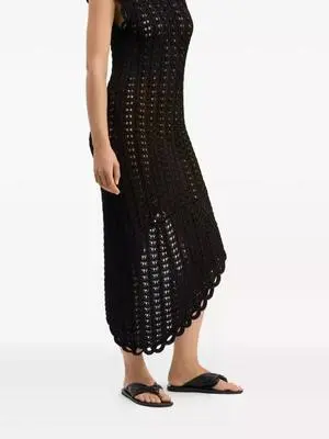 Loulou De Saison Malena Ruffled Crochet Midi Dress - Black