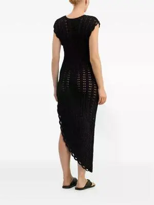 Loulou De Saison Malena Ruffled Crochet Midi Dress - Black