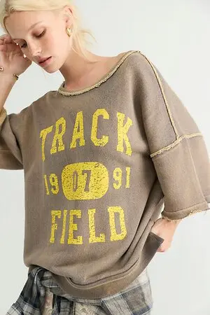 Free People We The Free Faded Memory Graphic Pullover - Stone Combo