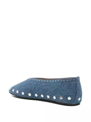 GANNI Stud-embellished Ballet Flats - Blue