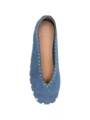 GANNI Stud-embellished Ballet Flats - Blue