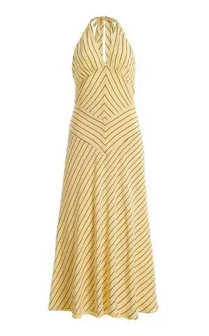 STAUD STRAUD Louise Striped Halterneck Midi Dress