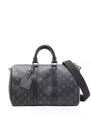 LOUIS VUITTON Monogram Eclipse Keepall Bandouliere 35 Satchel - Black