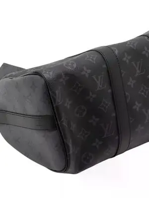 LOUIS VUITTON Monogram Eclipse Keepall Bandouliere 35 Satchel - Black