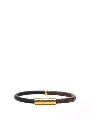 LOUIS VUITTON Monogram Canvas And Leather Confidential Bracelet - Brown
