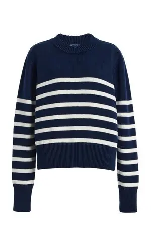 WITH NOTHING UNDERNEATH With Nothing Underneath Devon Striped Cotton Crewneck Sweater