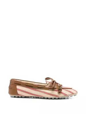 Fendi Striped Leather-trim Loafers