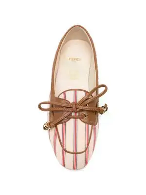 Fendi Striped Leather-trim Loafers