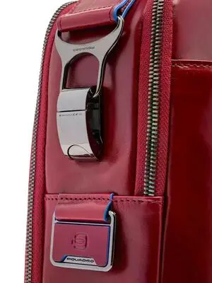 PIQUADRO Leather Laptop Bag With Logo Lettering - Red