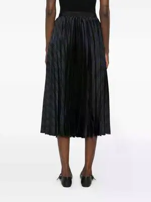 Sacai Pleated Striped Midi Skirt - Black