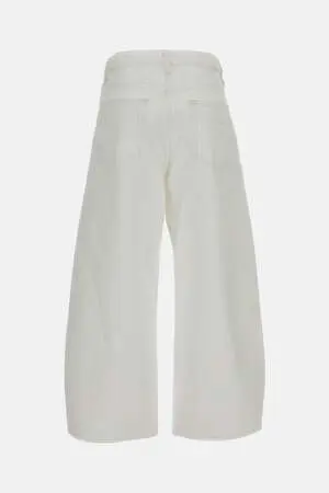FRAME The Bow Crop Barrel-leg Jeans - White