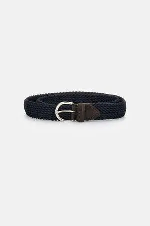 ALBERTO LUTI Braided Elastic Belt With Leather Detail - Blue