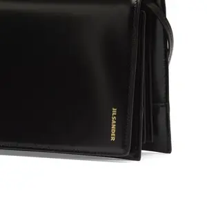 JIL SANDER File Sm Leather Shoulder Bag - Black