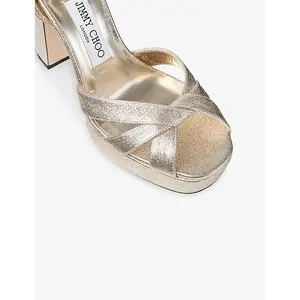 JIMMY CHOO Kove 120 Brilliance Platform Sandals - Platinum
