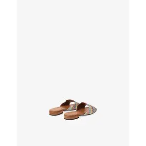 JIMMY CHOO Dina Chevron Raffia Flat Sandals
