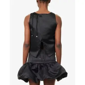 GANNI Crossover Open Back Woven Top