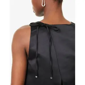 GANNI Crossover Open Back Woven Top