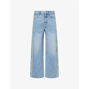 FRAME Crochet Trimmed Cotton Jeans - Aura