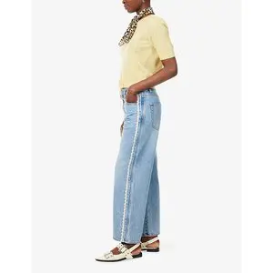 FRAME Crochet Trimmed Cotton Jeans - Aura
