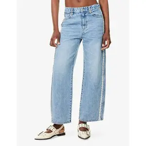 FRAME Crochet Trimmed Cotton Jeans - Aura
