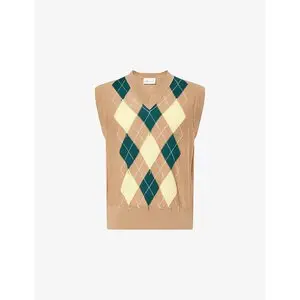 Ami Argyle Intarsia Knit Wool-blend Vest - Camel