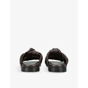 Dear Frances Leather Knot Detail Slides - Dark Brown