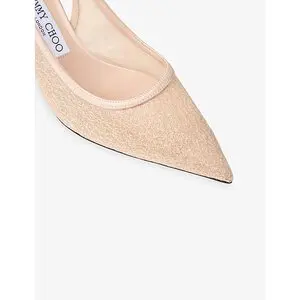 JIMMY CHOO Love 85 Glitter Slingback Stiletto Heel Courts - Macaron