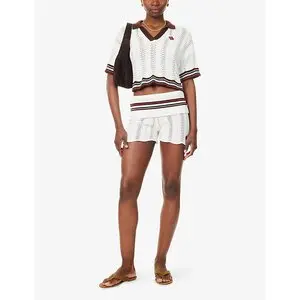 THE COUTURE CLUB Crochet Knit Fold-over Cotton Shorts