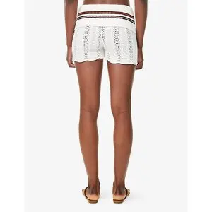 THE COUTURE CLUB Crochet Knit Fold-over Cotton Shorts