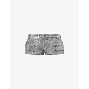 JADED LONDON Coated Denim Mini Shorts