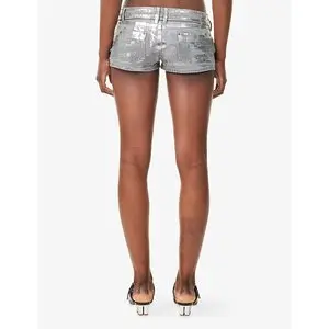 JADED LONDON Coated Denim Mini Shorts