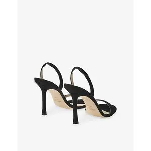 JIMMY CHOO Jenn 100 Suede Slingback Sandals - Black