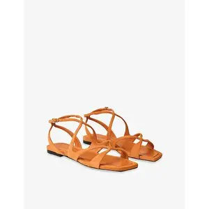JIMMY CHOO Ayla Suede Flat Sandals - Sunset Orange