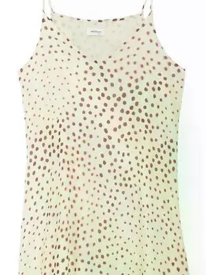 OTTOD'AME Cream Polka Dot V-neck Dress