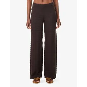 THE COUTURE CLUB Crochet Cotton Knit Trousers