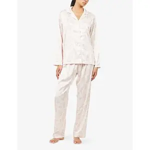 THE NAP CO Printed Long-sleeve Satin Pyjama Set