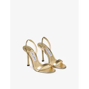 JIMMY CHOO Jenn 100 Metallic Leather Sandals - Gold