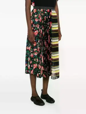 Sacai Floral-print Pleated Midi Skirt