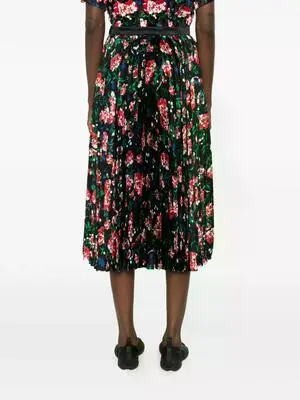 Sacai Floral-print Pleated Midi Skirt