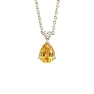 JUVETTI JEWELRY Juvetti Ori Yellow Sapphire And Diamond Pear Drop Pendant Necklace In White Gold