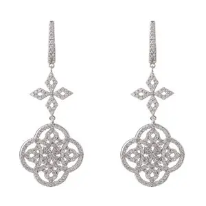 LATELITA London Sterling Zircon Celtic Knot Clover Drop Earrings - Silver