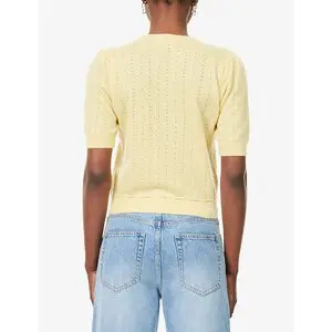 FRAME Cashmere Crewneck Short Sleeve Top With Drawstring Hem
