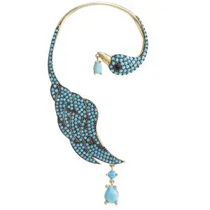 LATELITA Gold Plated Sterling Silver Turquoise Ear Climber - Blue/gold