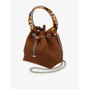 JIMMY CHOO Suede Bucket Bag With Bracelet Handle
