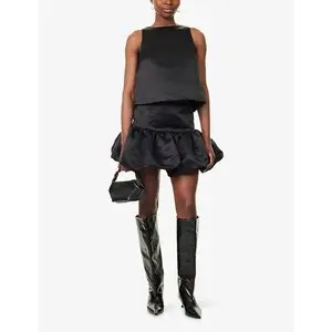 GANNI Crossover Open Back Woven Top
