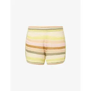 Zimmermann Indra Stripe Crochet Cotton Shorts - Multi