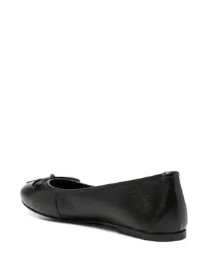 SERGIO MORETTI FIRENZE Bow-detail Leather Ballet Flats