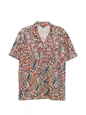 John Varvatos Floral-print Camp-collar Shirt - Orange