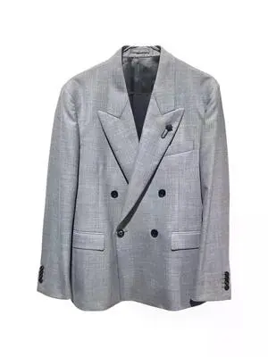 LARDINI Double-breasted Peak-lapel Blazer - Grey